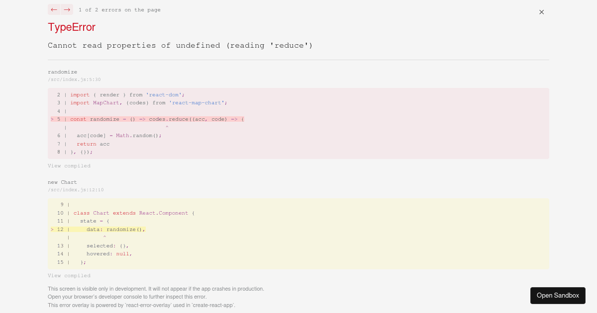 React-map-chart example - Codesandbox