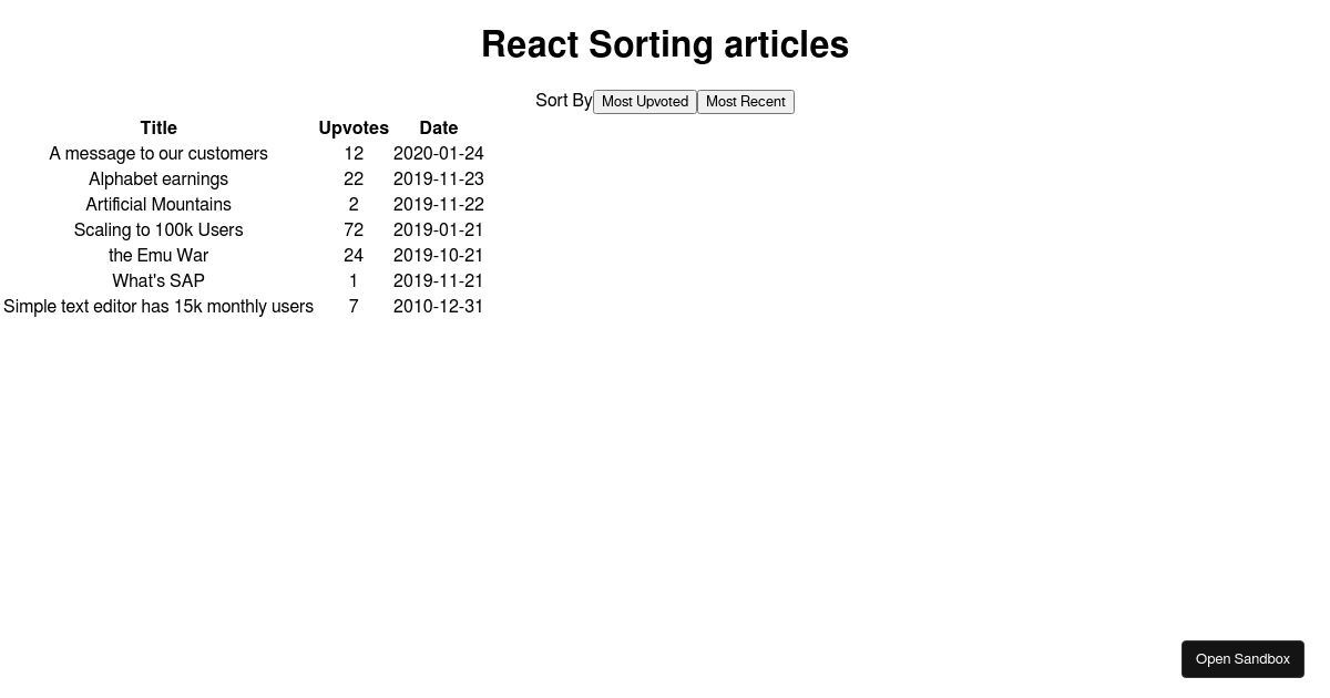 react-sorting-articles - Codesandbox