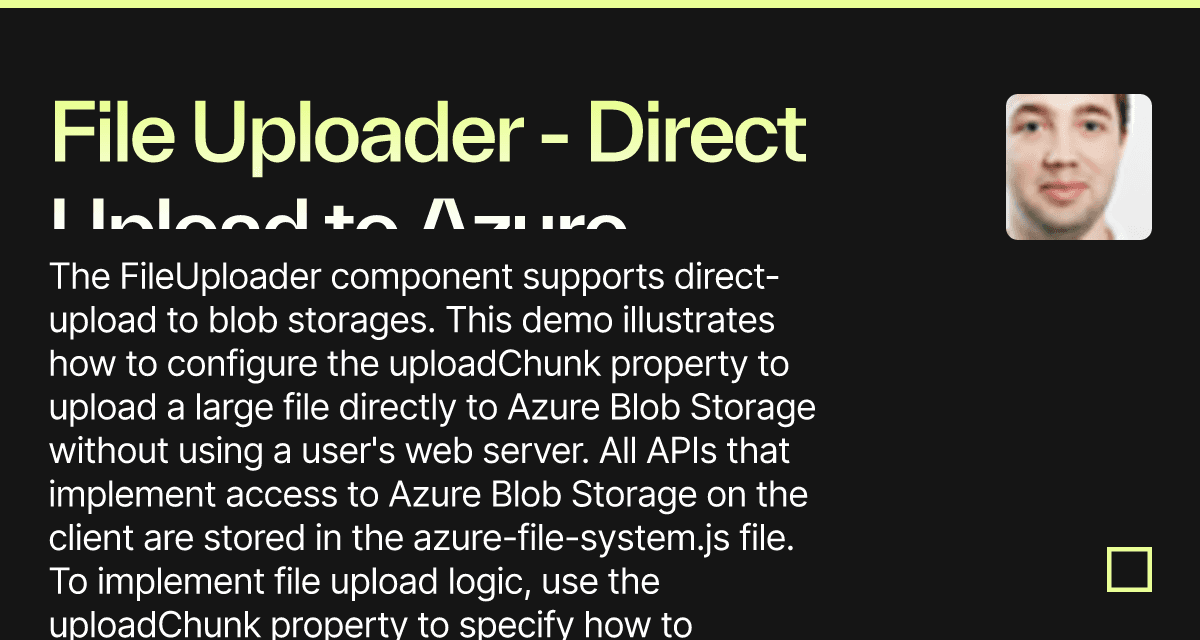 File Uploader - Direct Upload to Azure - Codesandbox