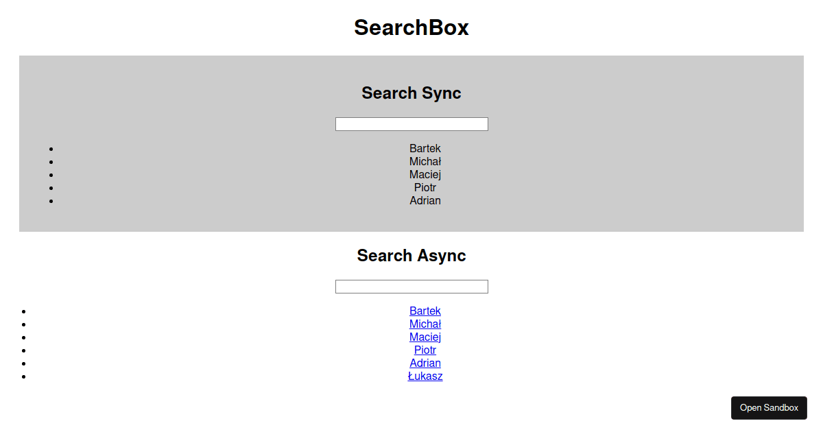 SearchBox - Codesandbox