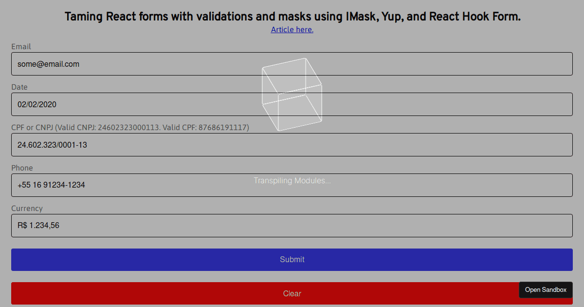 Taming React forms with validations and masks using IMask, Yup, and ... Taming React forms with validations and masks using IMask, Yup, and ...