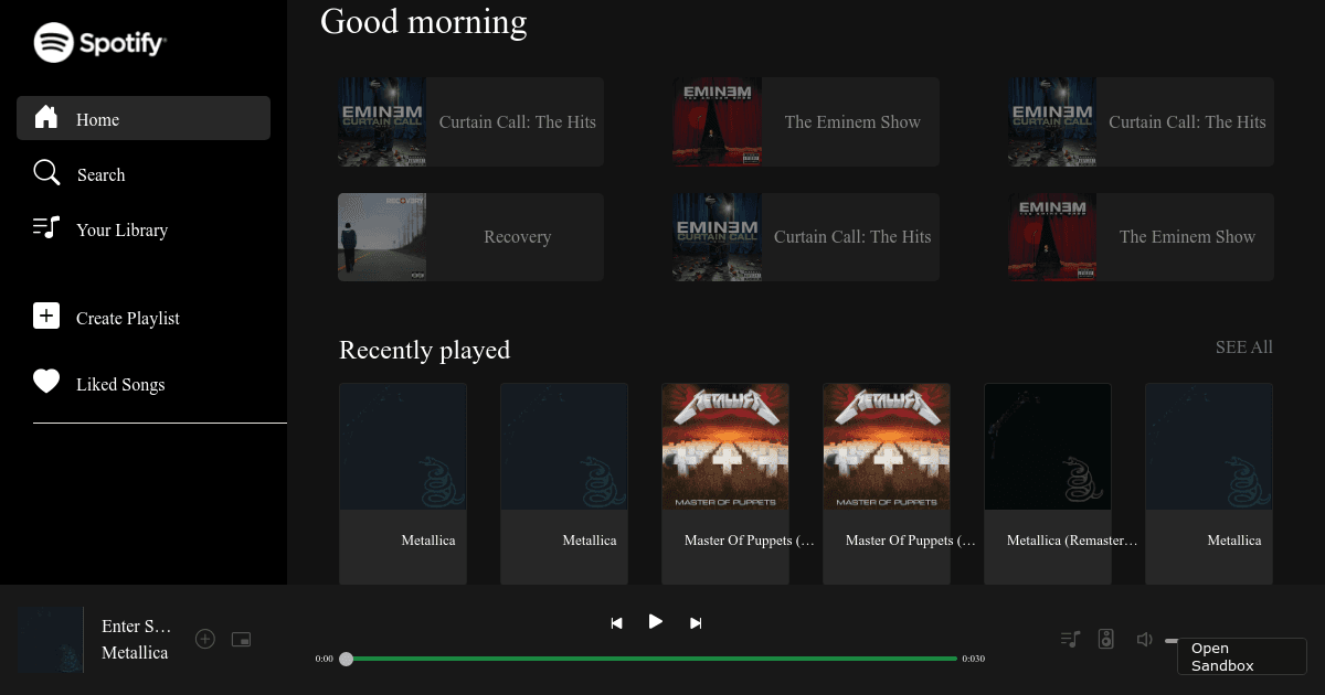 spotify - Codesandbox