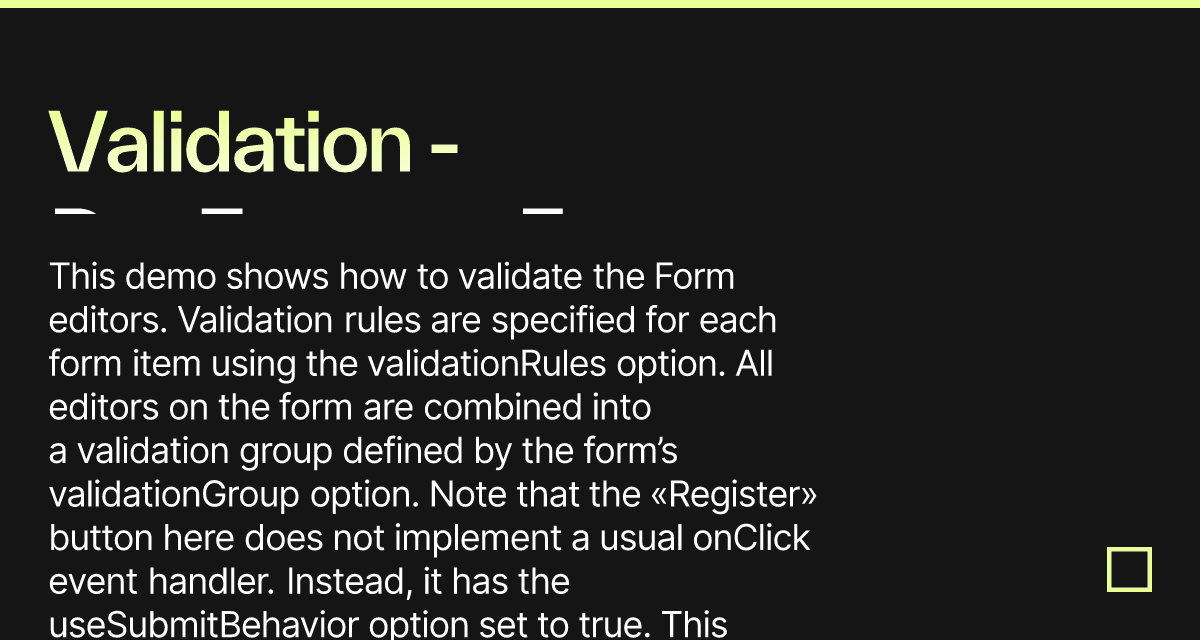 Validation - DevExtreme Form - Codesandbox
