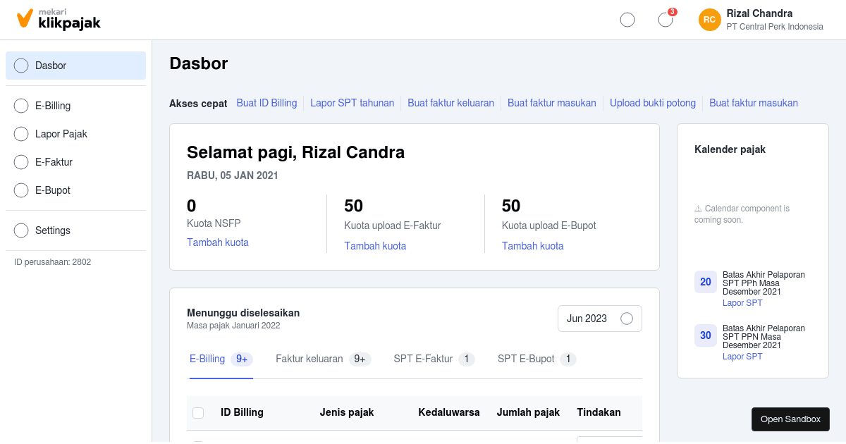 dashboard - Codesandbox