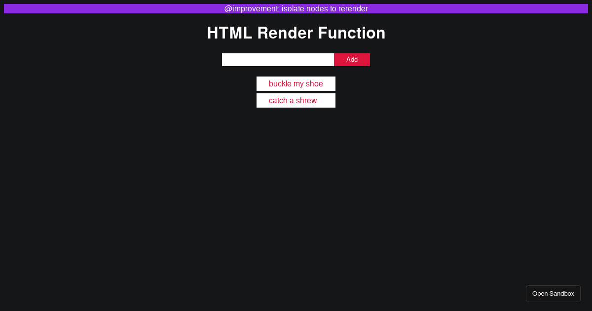 Custom HTML Render Function - Codesandbox