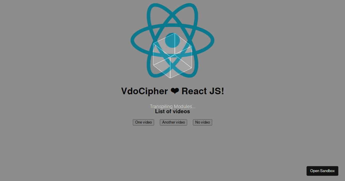 vdocipher videos in reactjs (forked) - Codesandbox