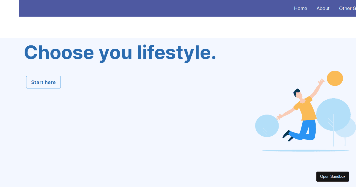 Example landing page with action (forked) - Codesandbox
