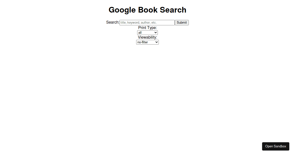 14.13 api requests - google book search assignment - Codesandbox