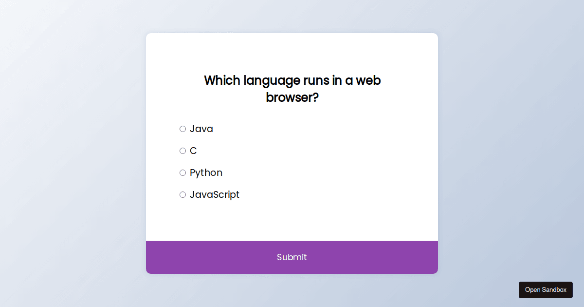 quiz app - Codesandbox