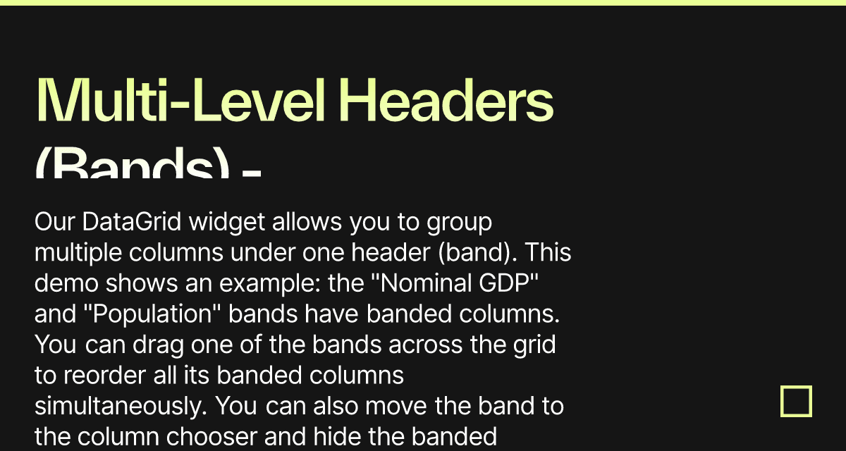 Multi Level Headers Bands Devextreme Data Grid Codesandbox