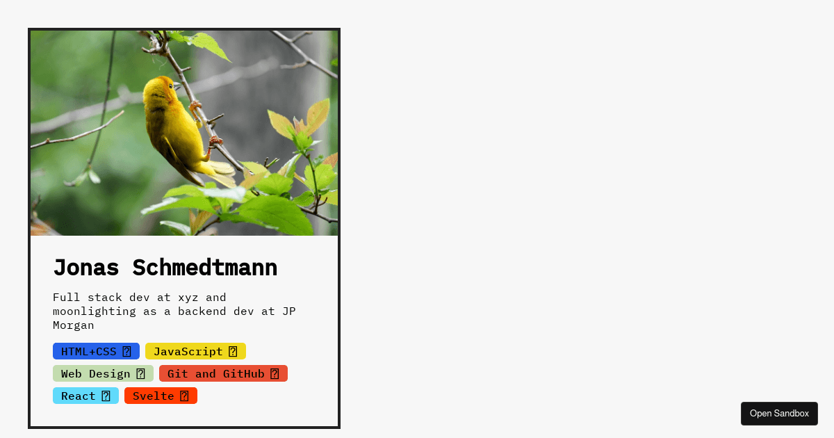 React Challenge Dev Profile Starter Codesandbox