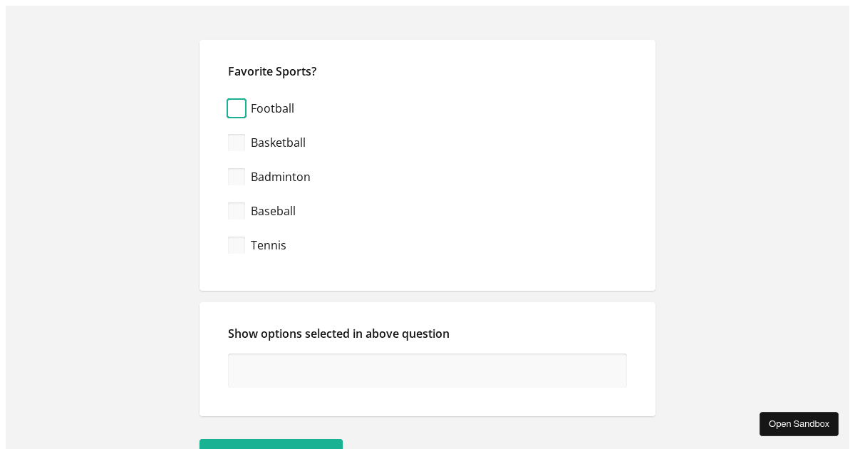 Checkbox Question Bug Codesandbox