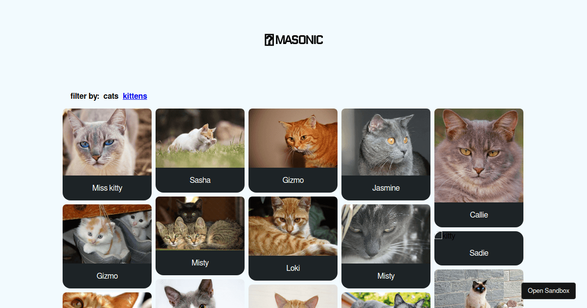 Masonic w/ react-router example - Codesandbox