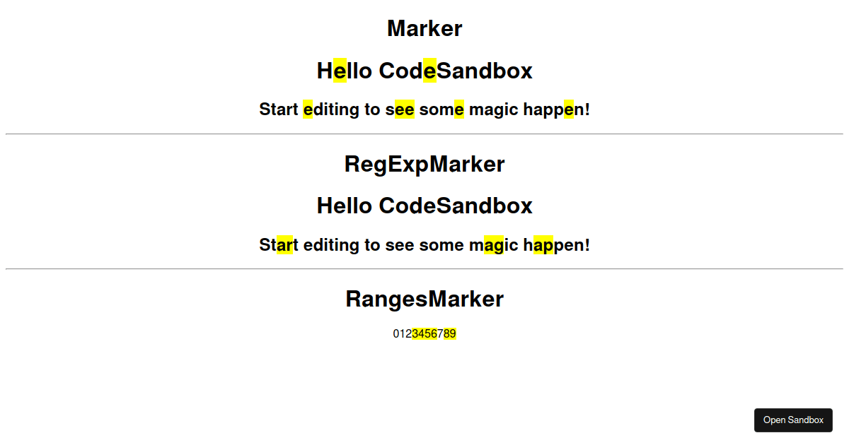 react-mark.js (forked) - Codesandbox