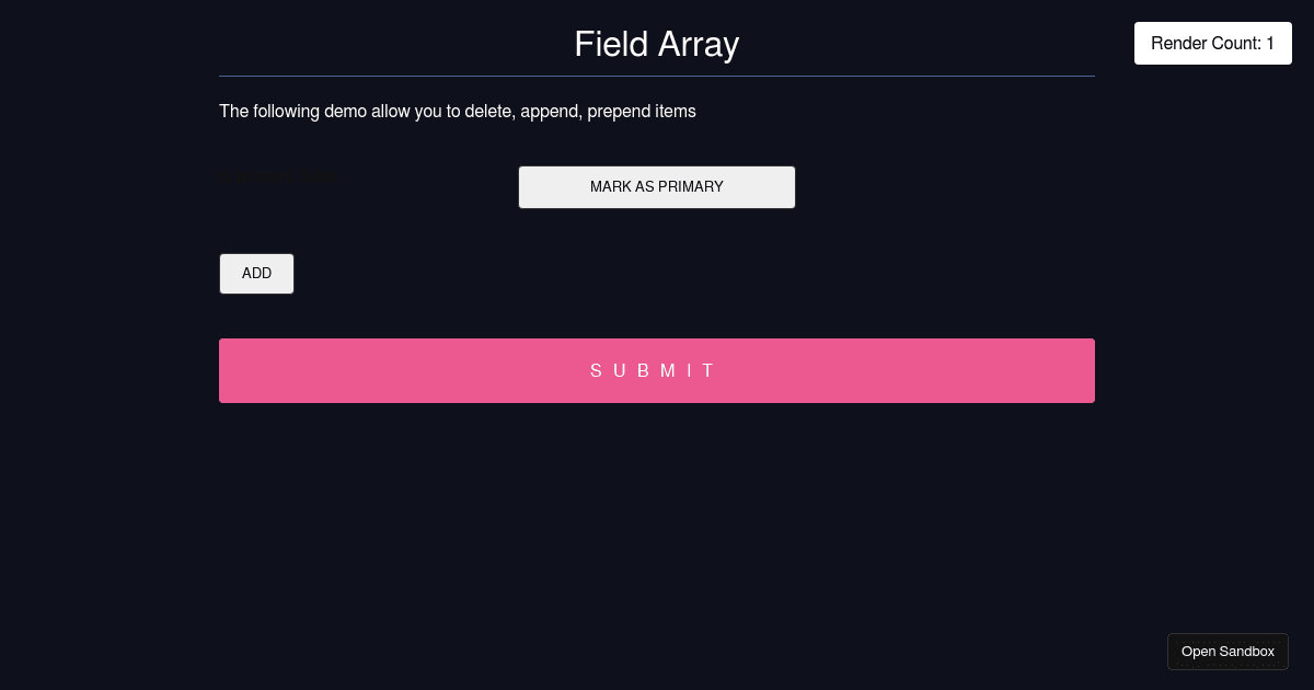 React Hook Form - useFieldArray Template - Codesandbox