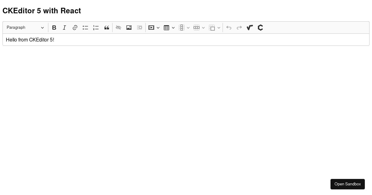 CKEditor 5 React (forked) - Codesandbox