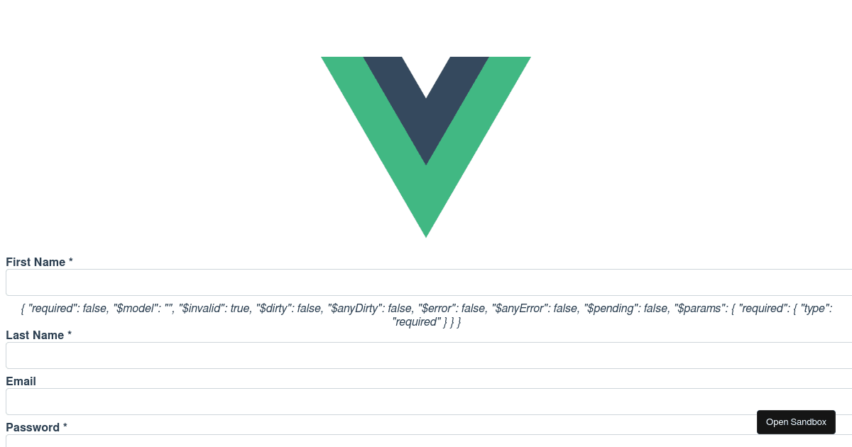 Vuelidate Example - Codesandbox
