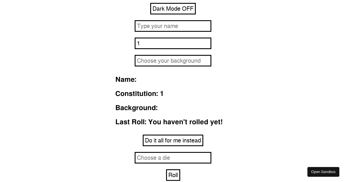 react-mini-character-sheet-activity-sheet - Codesandbox