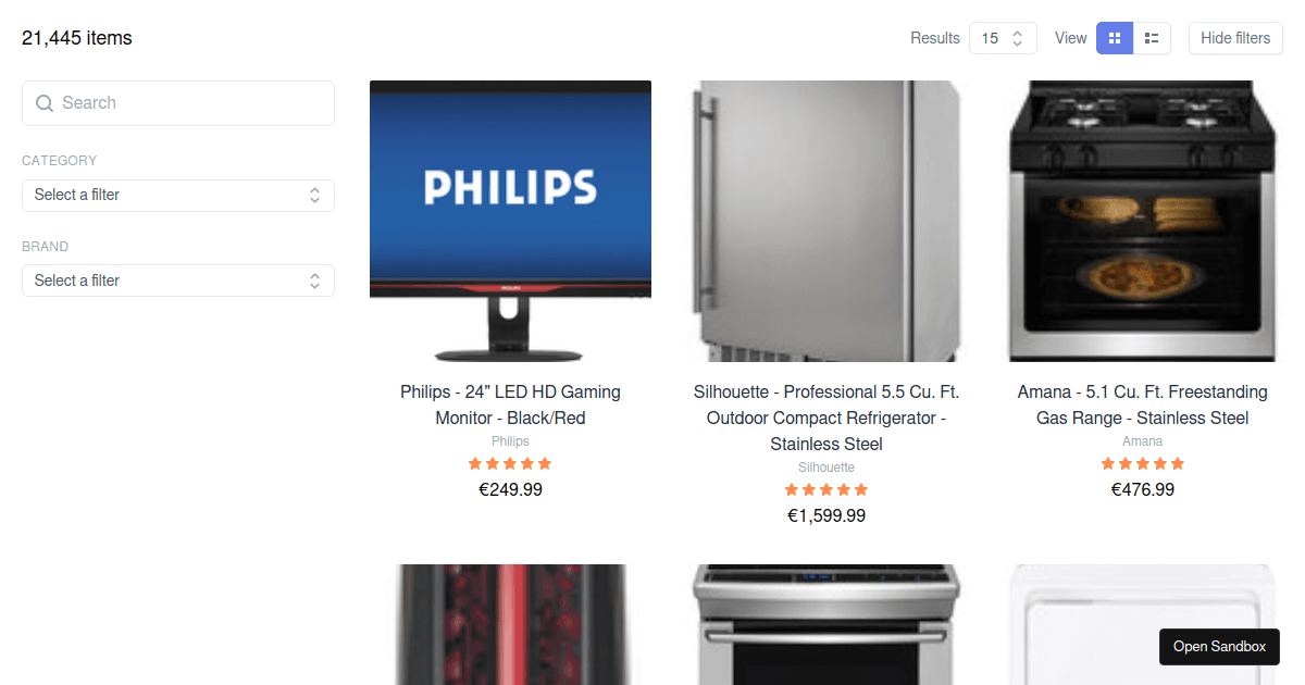 Select filter - Codesandbox