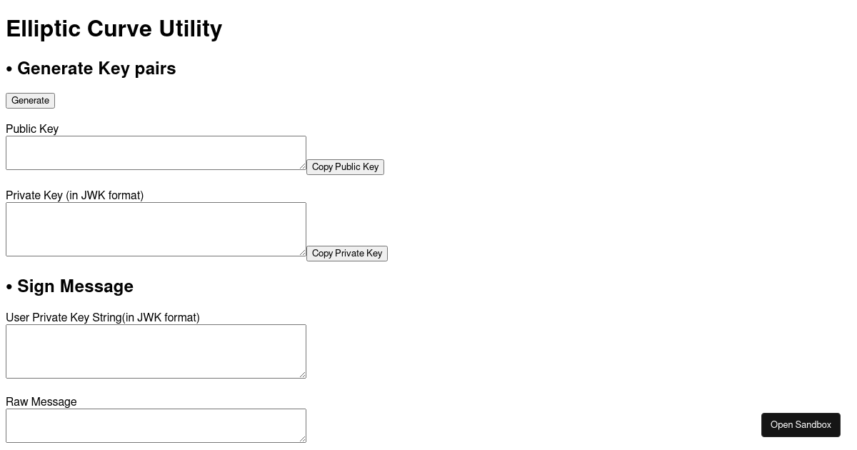 Elliptic Curve Utility - Codesandbox