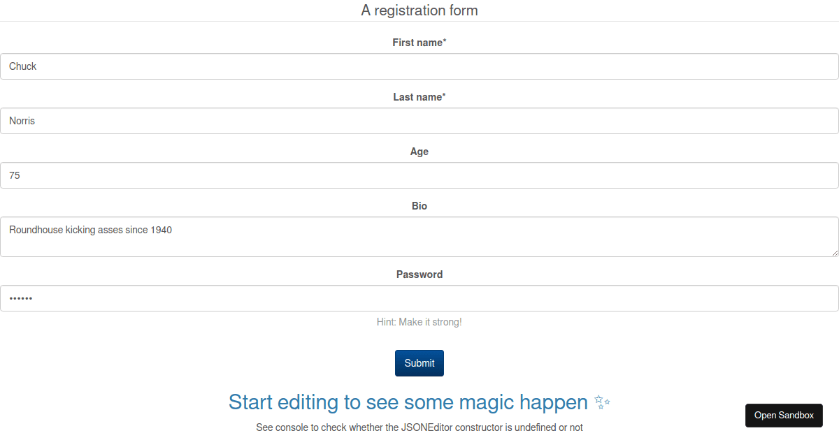 Jsoneditor React Typescript Codesandbox