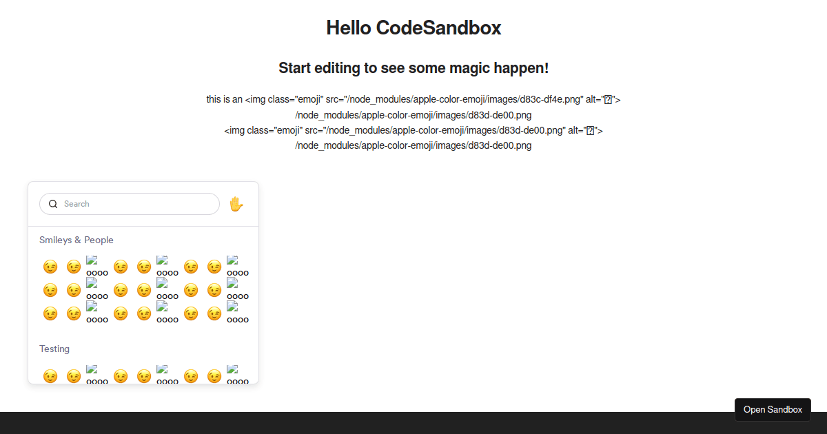 emoji reactions picker (forked) - Codesandbox
