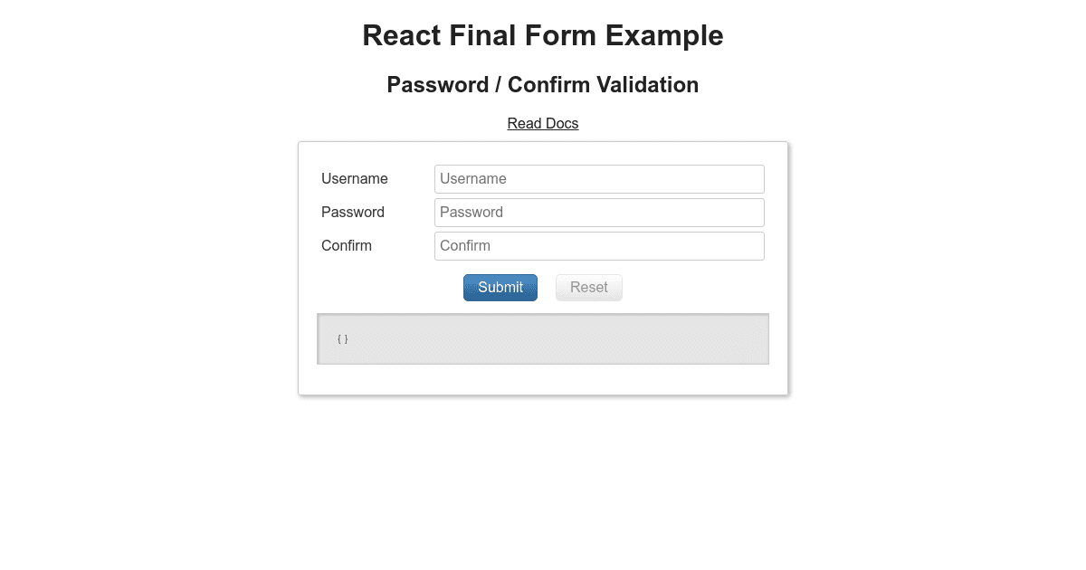 React Final Form - Synchronous Record Level Validation - Codesandbox