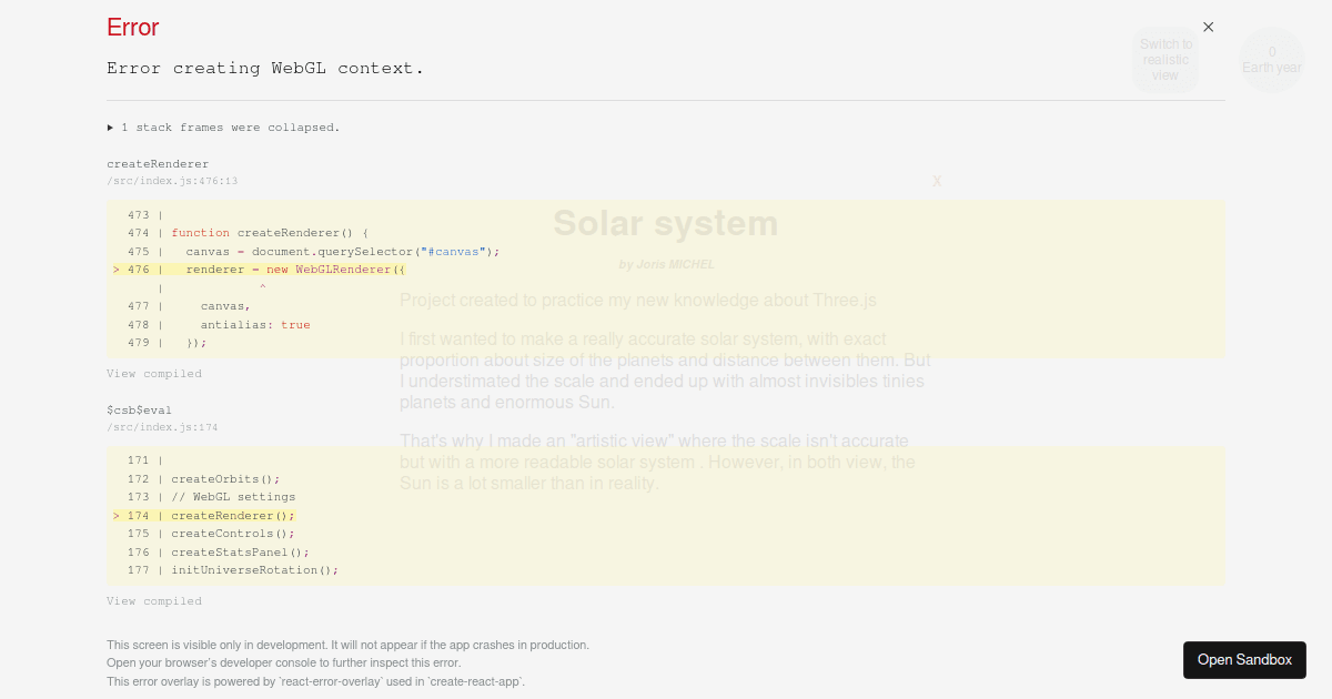 Solar system - Codesandbox