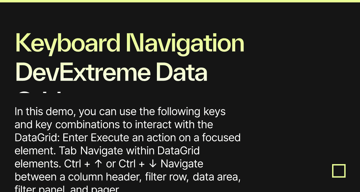 Keyboard Navigation Devextreme Data Grid Codesandbox