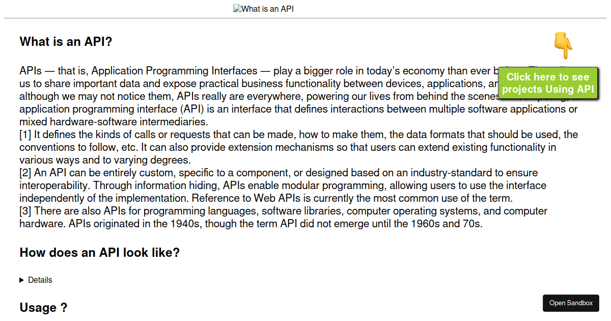 Project Api Codesandbox