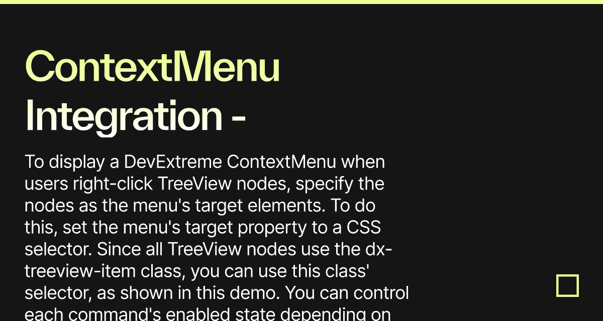 ContextMenu Integration - DevExtreme Tree View - Codesandbox ContextMenu Integration - DevExtreme Tree View - Codesandbox