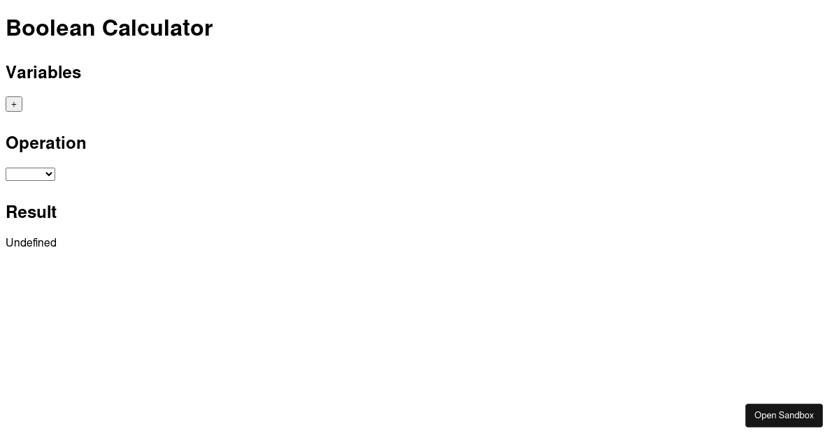 React Boolean Calculator Codesandbox