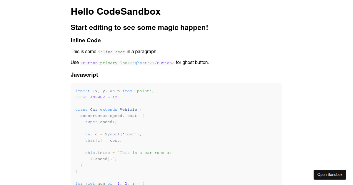 Code Highlighter - Codesandbox