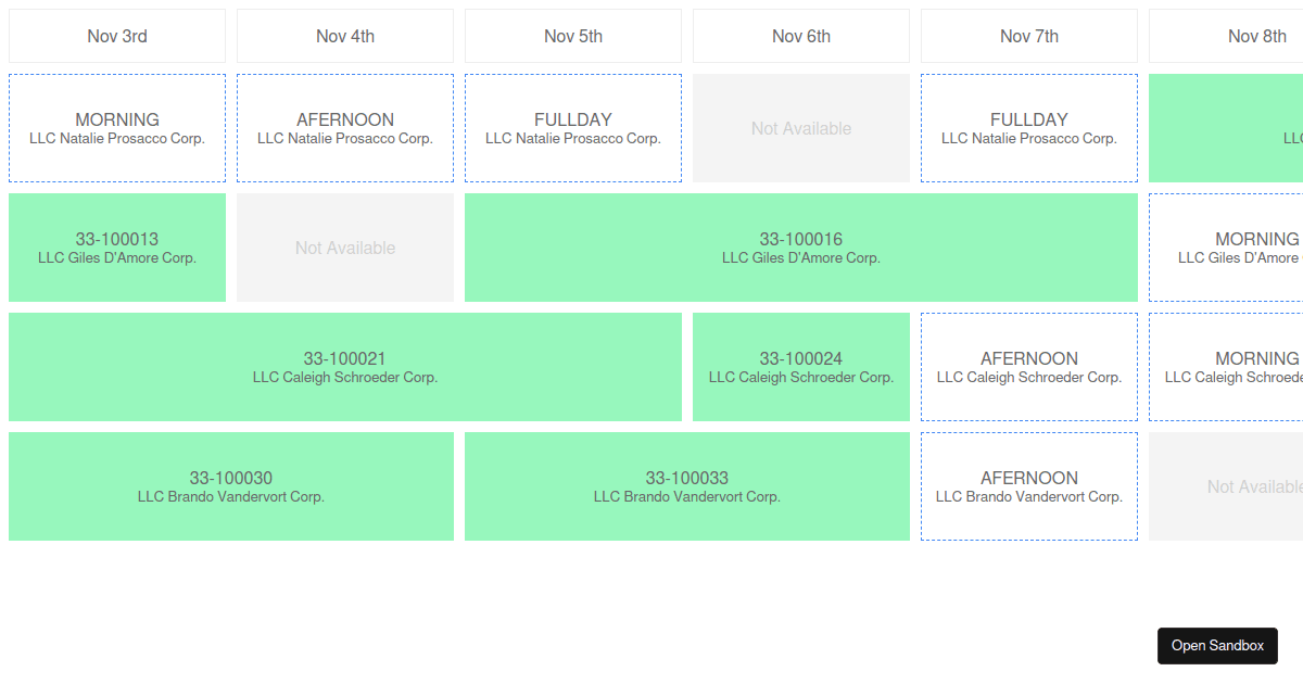 schedule - Codesandbox