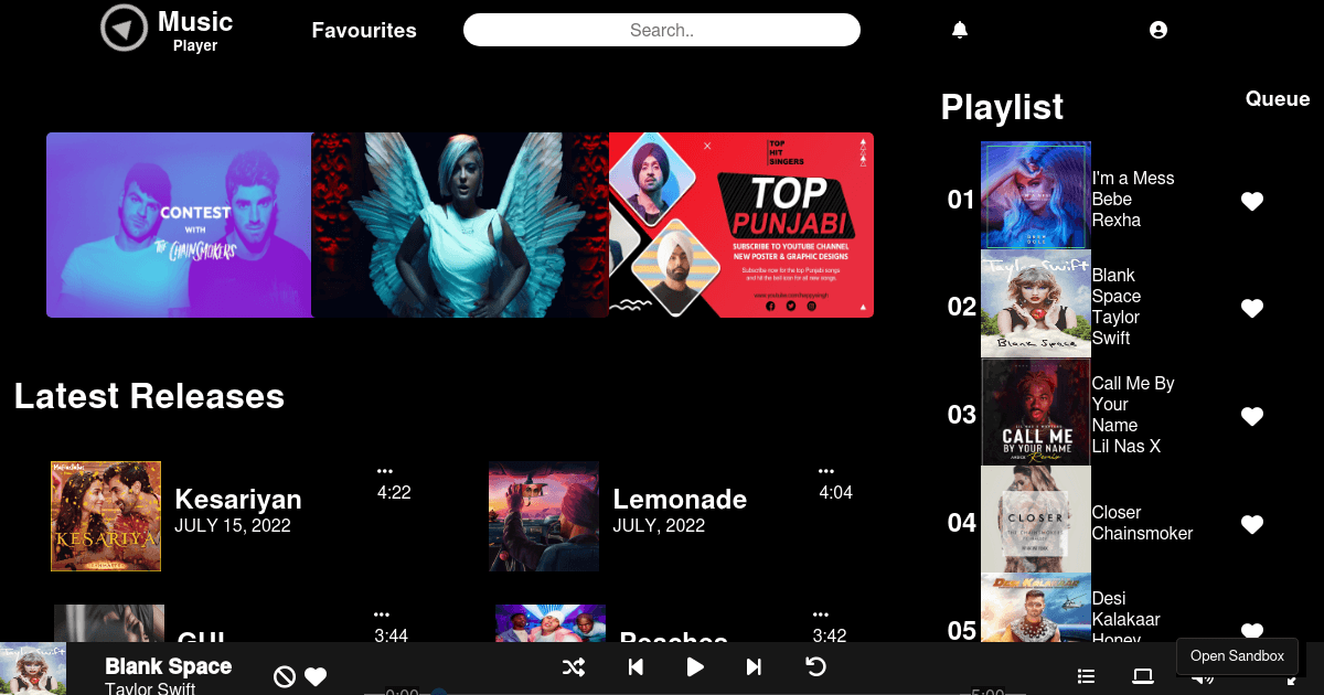 saket-sagar-music-player - Codesandbox