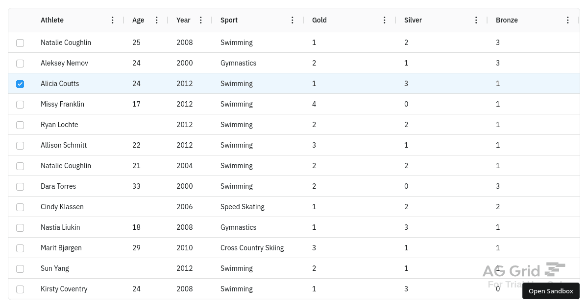 Enabling Row Selection - Codesandbox