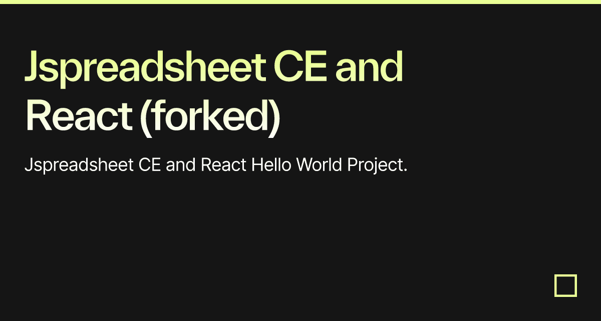 Jspreadsheet Ce And React Forked Codesandbox