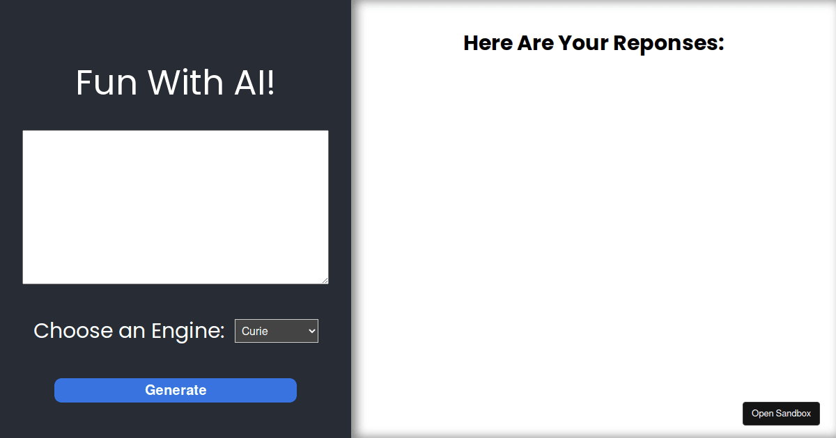 GPT3-Playground - Codesandbox