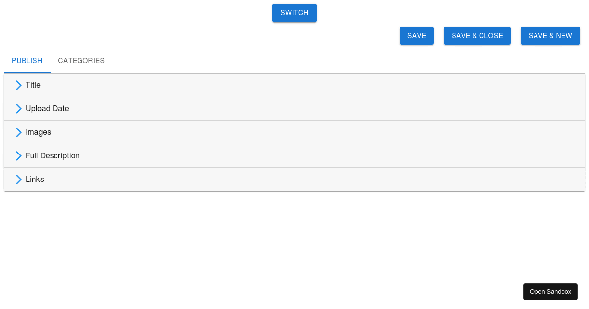 CMS Tool - Codesandbox