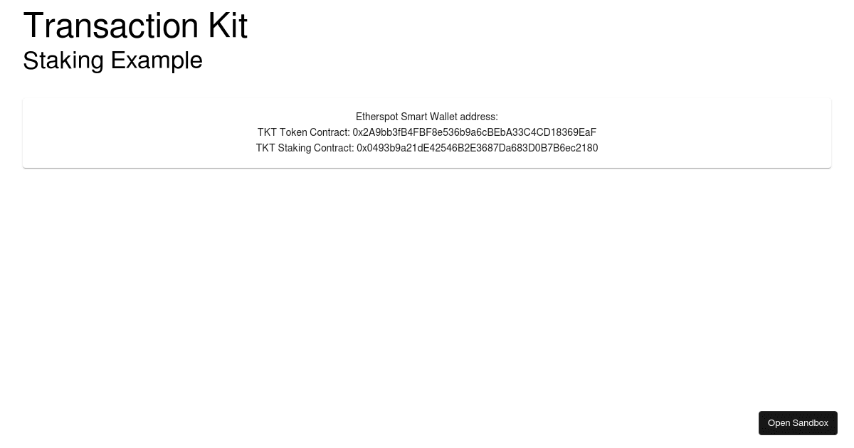 Staking Example - Codesandbox