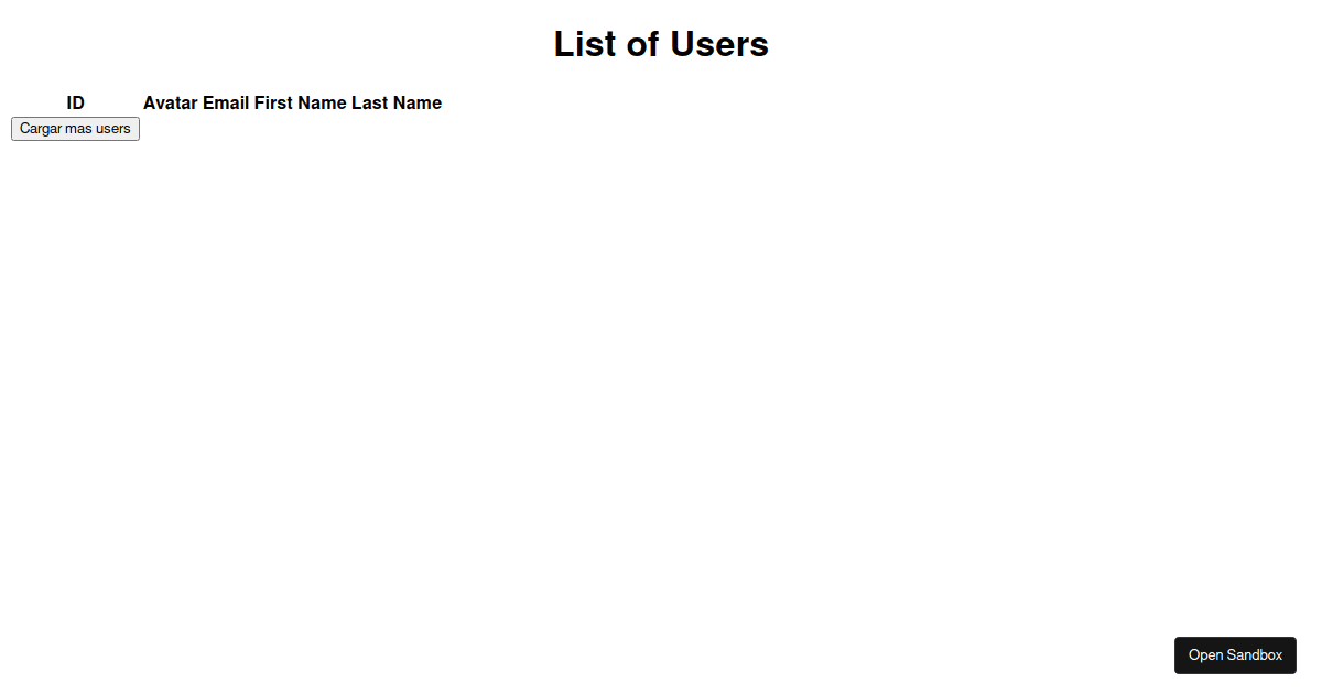 Tabla de usuarios - Codesandbox