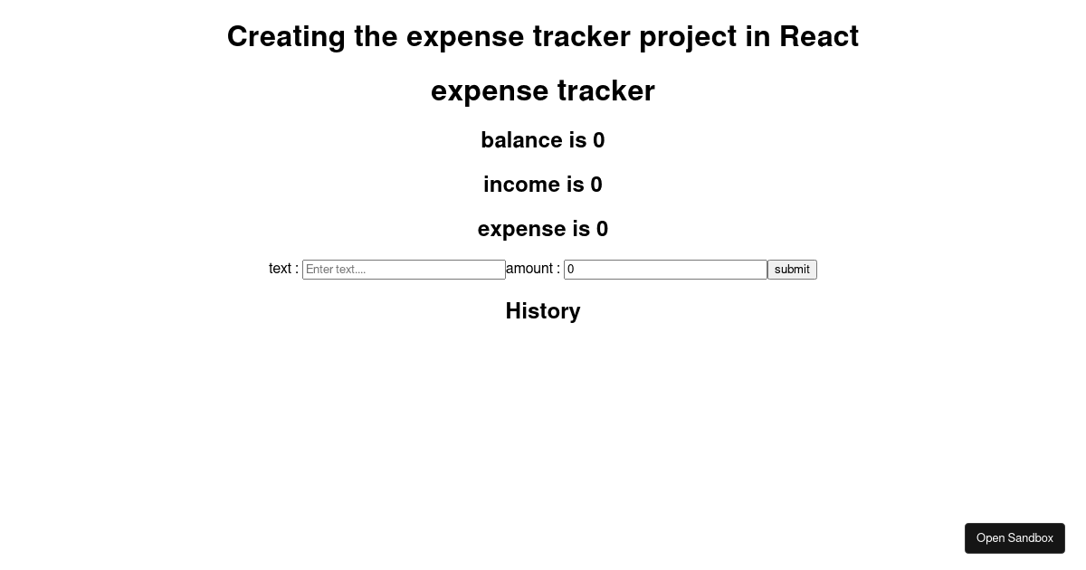 expense tracker - Codesandbox
