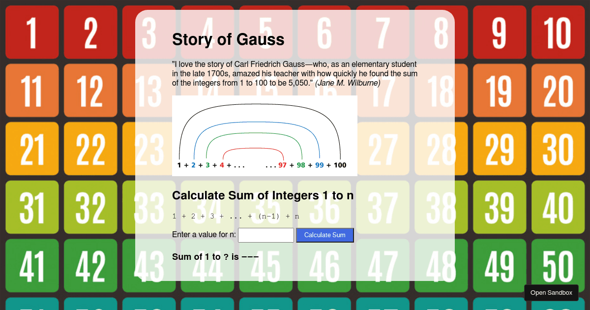 mrveldkamp-startcode/story-of-gauss-startcode - Codesandbox