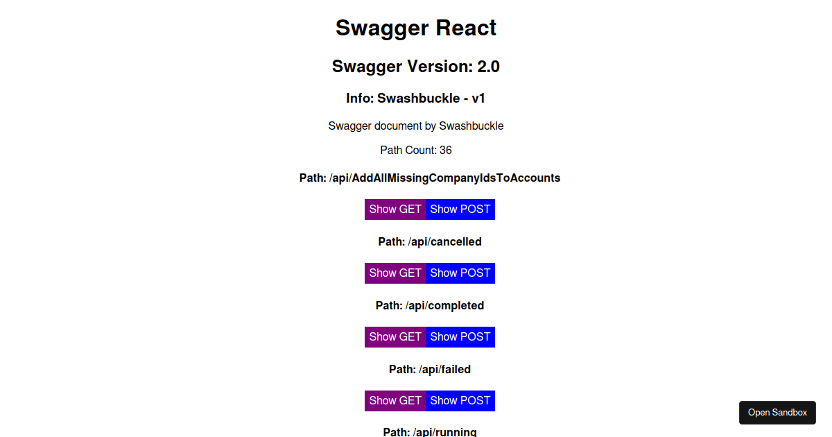 Swagger-React - Codesandbox