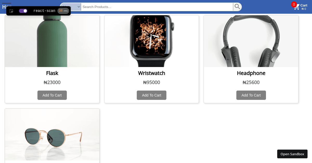 DEMO: react-busser e-commerce cart UI state management - Codesandbox