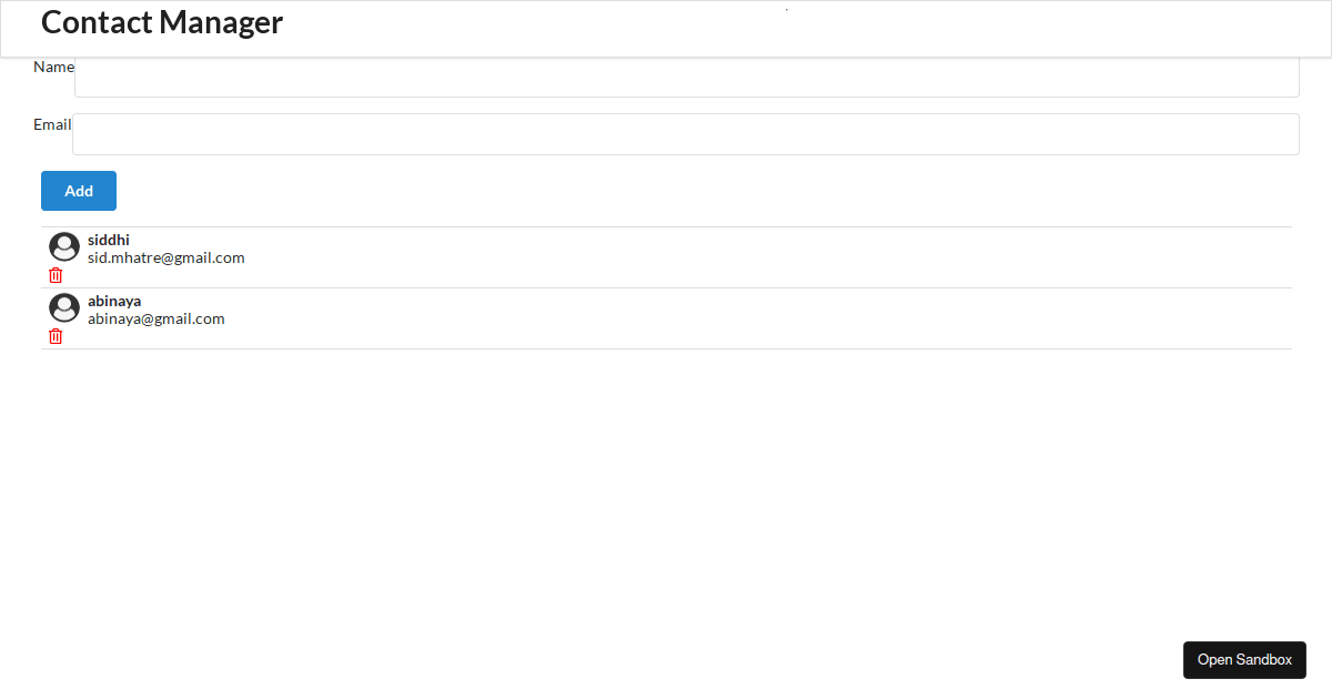 React Project- ContactList - Codesandbox