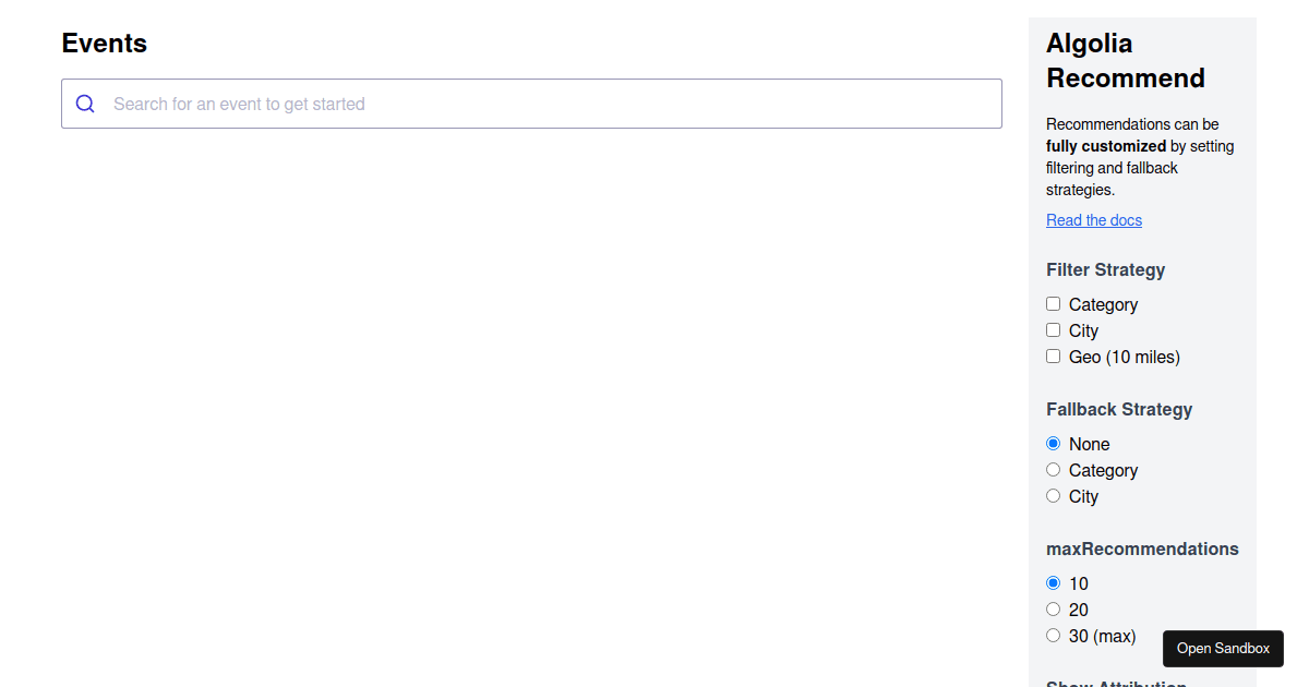 Vivid Seats - Recommend Playground - Codesandbox