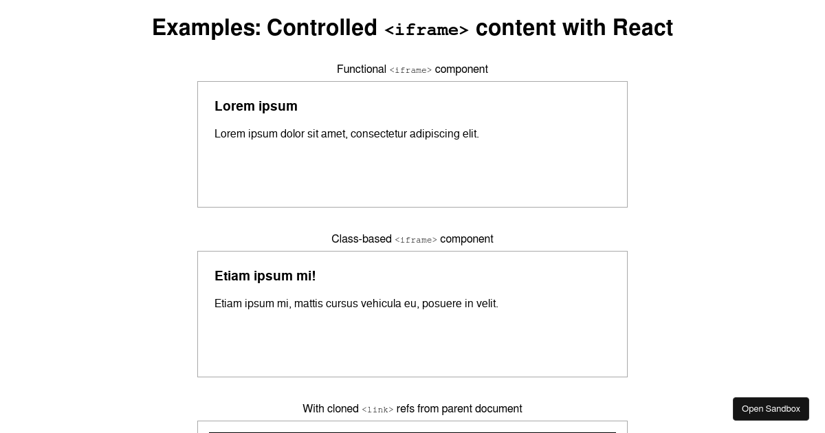 react-iframe-examples (forked) - Codesandbox