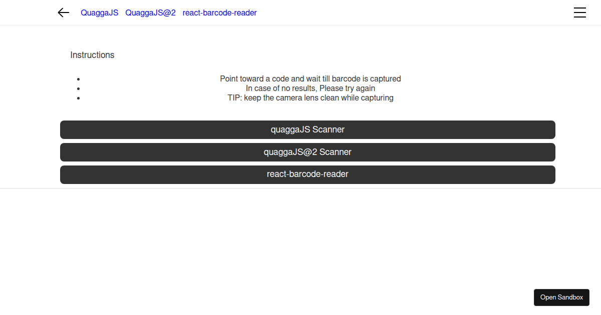 barcode-scanner-react-examples - Codesandbox