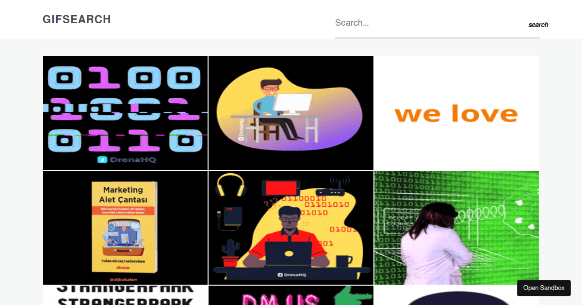 GIF Search App with React Hooks - Codesandbox